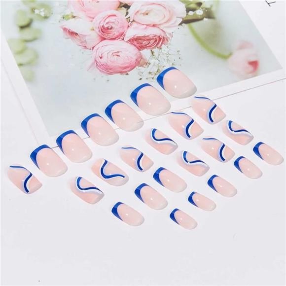 Other | Foccna Square Press On Nails Acrylic French Fake Nails Short ...